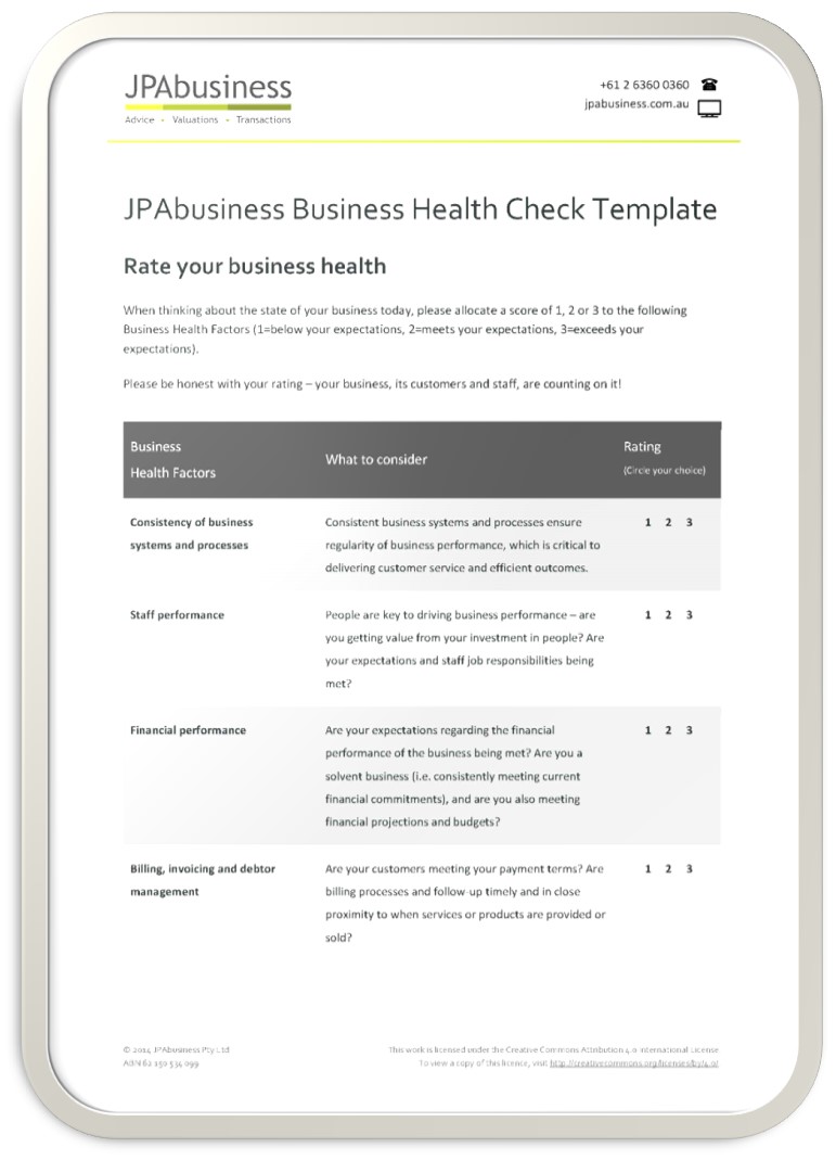 Use our Business Health Check to help plan for the future