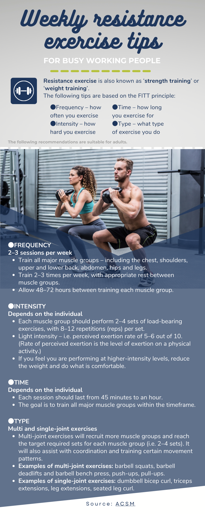 Weekly resistance exercise tips